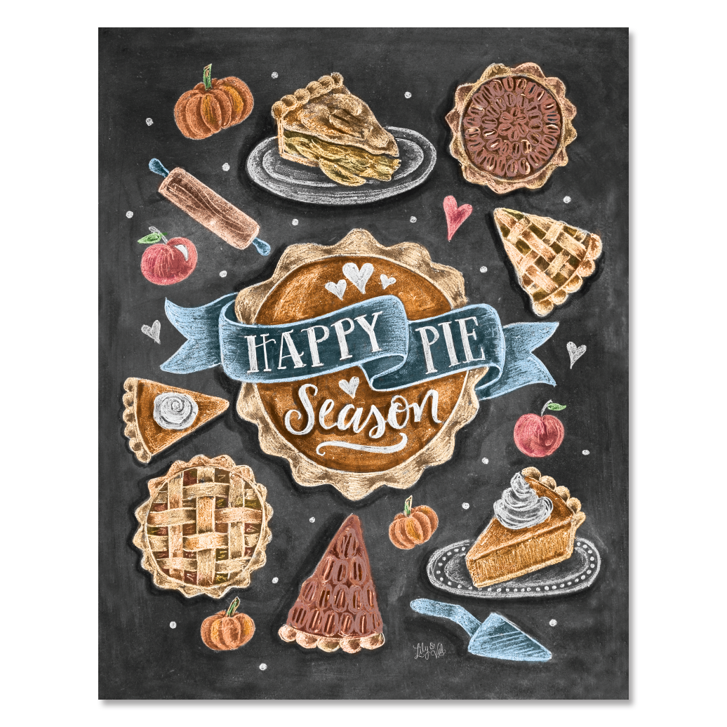 Happy Pie Season - Pie Print - Fall Recipe Print - Chalkboard Art ...